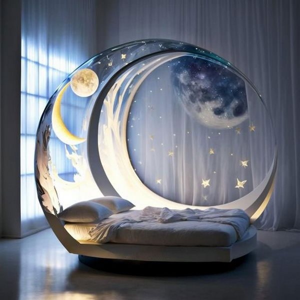 خواب زیر نور ماه: ۳۵ مدل تخت خواب طرح ماه فانتزی برای رویایی‌ترین چیدمان - ماگرتا