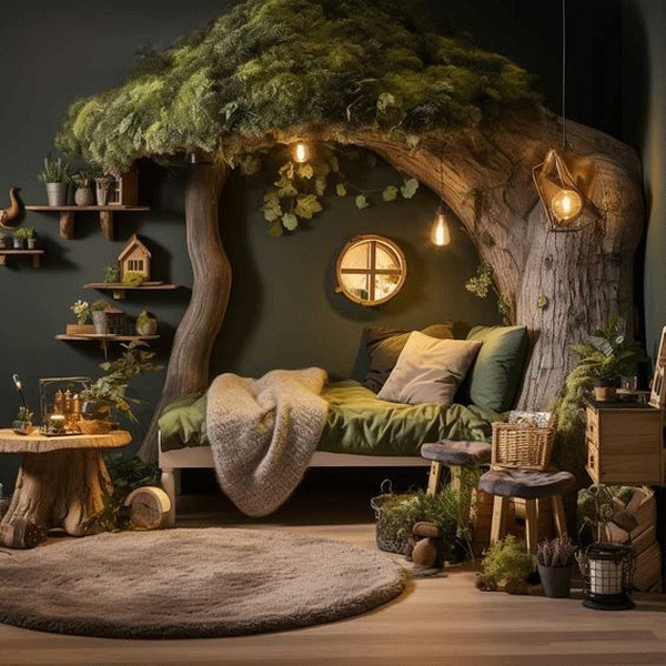 ۳۸ مدل دکوراسیون اتاق خواب جنگلی برای افراد خاص پسند و طرفدار طبیعت - ماگرتا