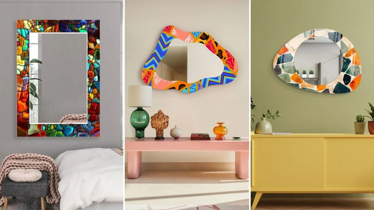 ۲۳ مدل آینه دیواری رنگی رنگی: ترکیب درخشان رنگ و انعکاس در طراحی داخلی ...